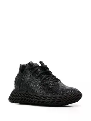 Philipp Plein Crystal-embellished Leather Sneakers - Black
