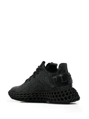 Philipp Plein Crystal-embellished Leather Sneakers - Black