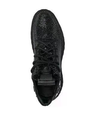 Philipp Plein Crystal-embellished Leather Sneakers - Black