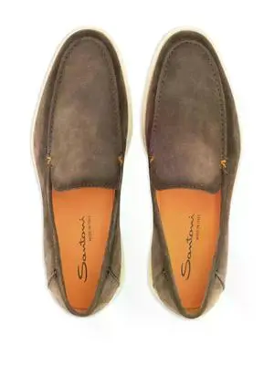 Santoni Suede Slip-on Loafers