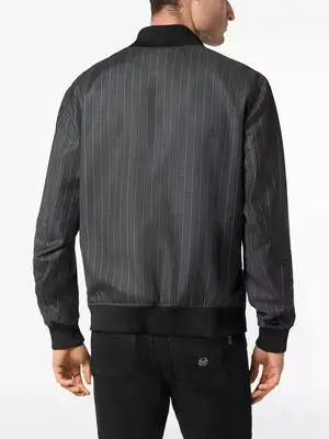 Philipp Plein Pinstriped Bomber Jacket - Grey