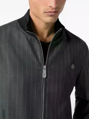 Philipp Plein Pinstriped Bomber Jacket - Grey