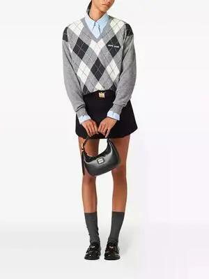 Miu Miu Logo-plaque Wool Miniskirt