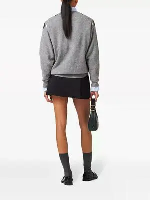 Miu Miu Logo-plaque Wool Miniskirt