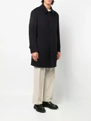 Corneliani Single-breasted Wool Coat - Blue