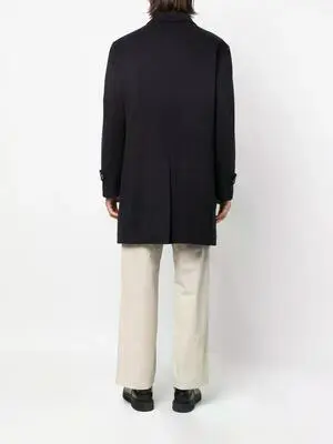 Corneliani Single-breasted Wool Coat - Blue