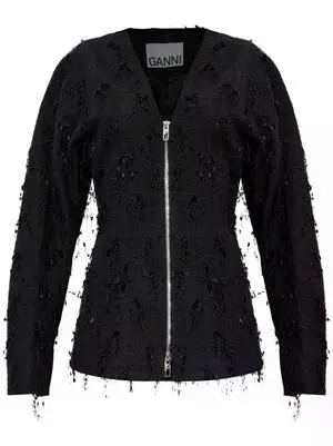 GANNI Tweed Blazer - Black