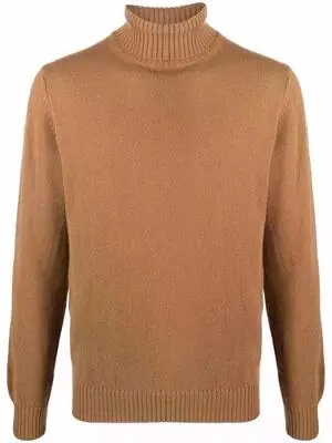 DELL'OGLIO Roll-neck Knitted Jumper - Brown