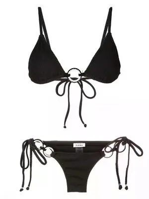 AMIR SLAMA Ribbed-detail Tie-fastened Bikini - Black