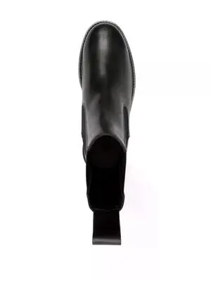 Off-White Round-toe Leather Ankle Boots