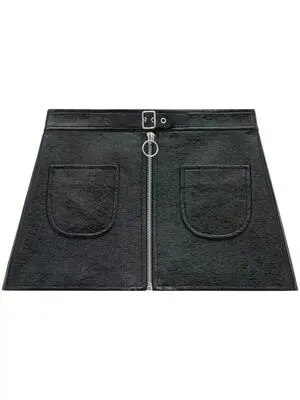 COURREGES Buckle-strap Crinkled Miniskirt - Black