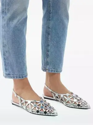 Attico Grid Ballerina Flats - Silver
