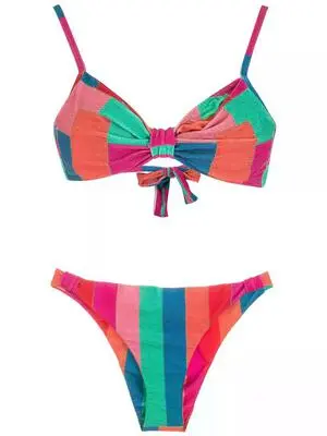 AMIR SLAMA Patchwork-print Two-piece Bikini Set - Multicolour