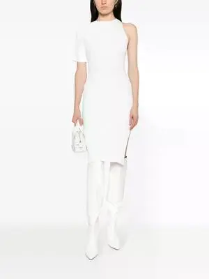 COURREGES Asymmetric Ribbed-knit Midi Dress