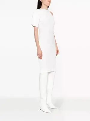 COURREGES Asymmetric Ribbed-knit Midi Dress