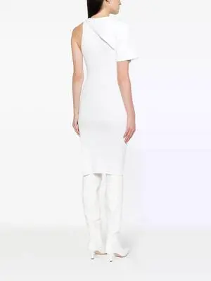 COURREGES Asymmetric Ribbed-knit Midi Dress