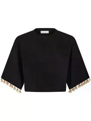 Rabanne Knitted Cropped T-shirt - Black