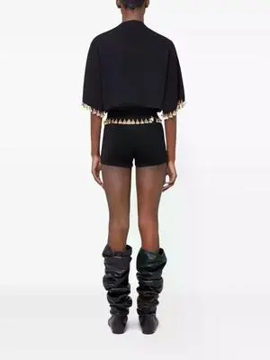 Rabanne Knitted Cropped T-shirt - Black