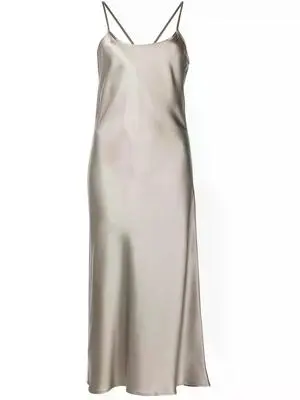 Voz Sleeveless Silk Midi Dress - Grey