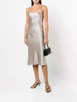 Voz Sleeveless Silk Midi Dress - Grey