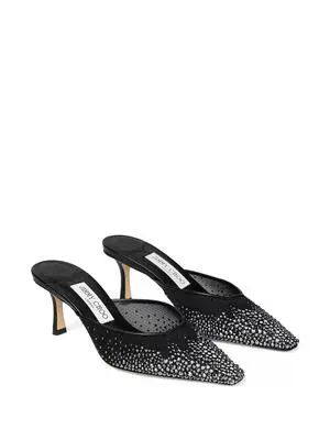 JIMMY CHOO Vivi 65 Crystal Mesh Heeled Mules - Black