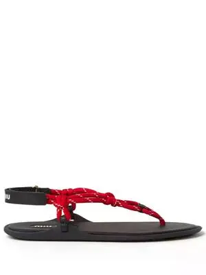 Miu Miu Cord-strap Leather Sandals - Red