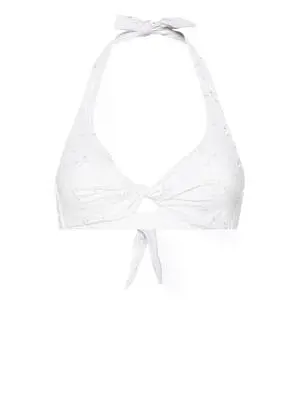 MC2 SAINT BARTH Floral-embroidered Bikini Top - White