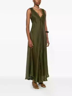 P.a.r.o.s.h V-neck Fringed Dress - Green