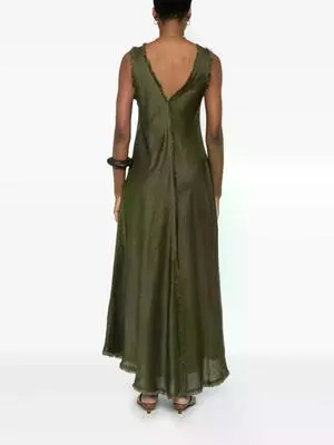 P.a.r.o.s.h V-neck Fringed Dress - Green