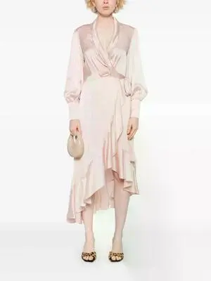 Zimmermann Silk Wrap Midi Dress - Pink