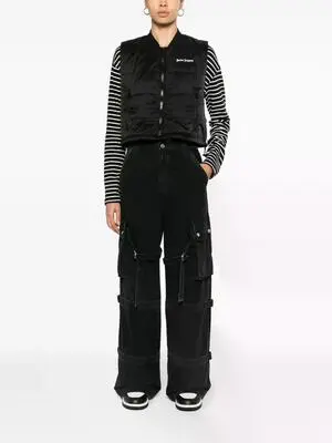 Palm Angels Logo-embroidered Cropped Gilet
