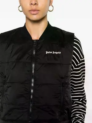 Palm Angels Logo-embroidered Cropped Gilet