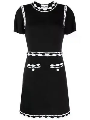 Moschino Lace-trimmed Knitted Mini Dress