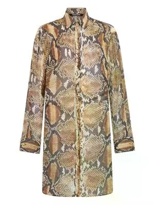 Roberto Cavalli Snakeskin-print Cotton Dress - Brown