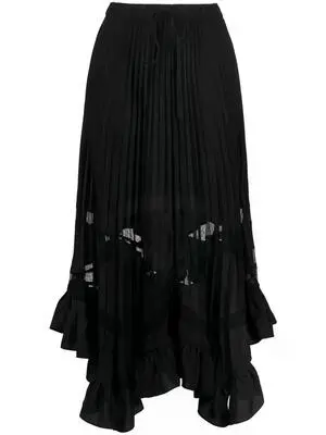 Claudie Pierlot Asymmetrical Pleated Ruffle Skirt - Black