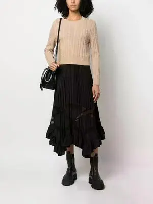 Claudie Pierlot Asymmetrical Pleated Ruffle Skirt - Black