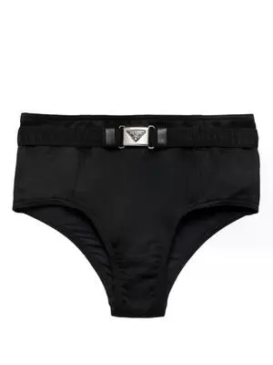 Prada Triangle-logo Belted Bikini Bottoms - Black