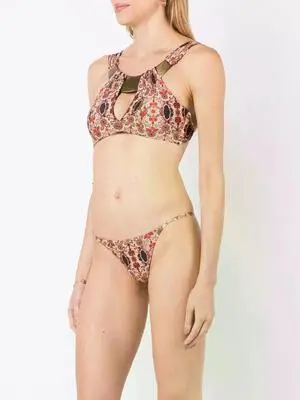 AMIR SLAMA Floral-print Cut-out Bikini