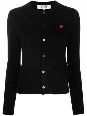 Play Comme Des Garcon Logo-patch Fine-knit Cardigan