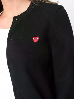 Play Comme Des Garcon Logo-patch Fine-knit Cardigan