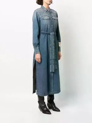 GOLDEN GOOSE Logo-patch Long-sleeve Denim Shirt Dress