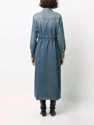 GOLDEN GOOSE Logo-patch Long-sleeve Denim Shirt Dress