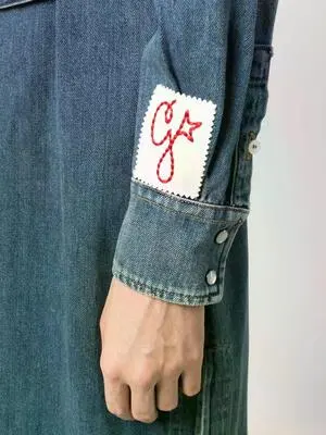 GOLDEN GOOSE Logo-patch Long-sleeve Denim Shirt Dress