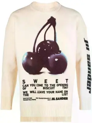 JIL SANDER Logo-print Wool Jumper - Neutrals
