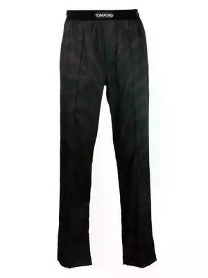 TOM FORD Patterned Logo-waistband Pyjama Trousers - Black