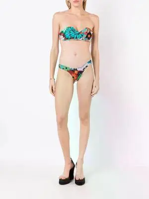 AMIR SLAMA Floral-print Bandeau Bikini