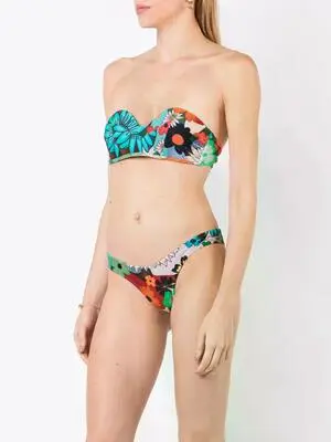 AMIR SLAMA Floral-print Bandeau Bikini