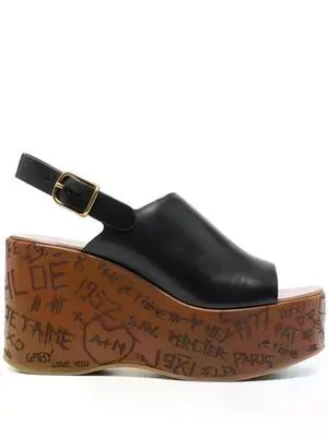 Chloé 80mm Maxime Wedge Sandals