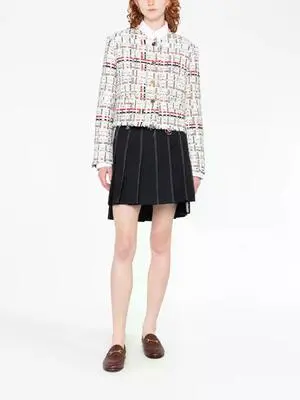 Thom Browne Deconstructed Tweed Jacket With Rwb Stripe