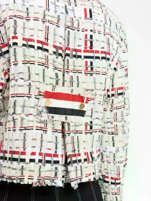 Thom Browne Deconstructed Tweed Jacket With Rwb Stripe